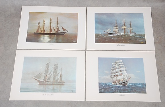 CARL GEORGE WALLIN. 1893-1978, folder with 4 prints of marine paintings ...