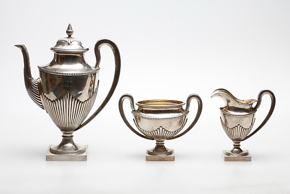 KAFFEESET, 3-teilig, Isakki Saha, Brahestad 1905, Gewicht ca. 1300 ...