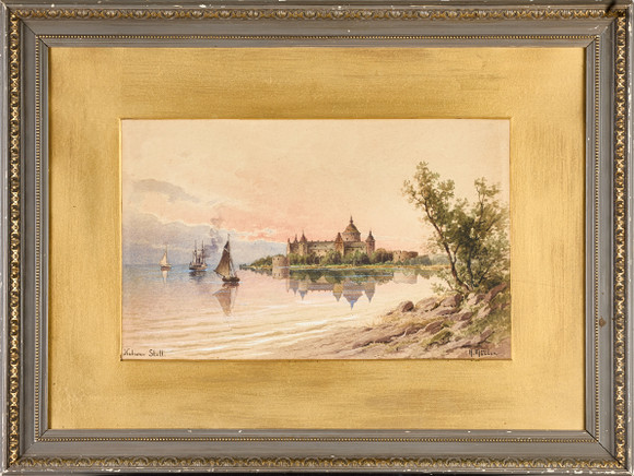 MÜLLER, HERMAN (1840-1919). "Kalmar Slott", signerad H. Müller ...