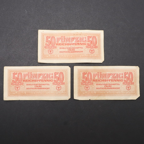 THREE INTERESTING SECOND WORLD WAR PROPAGANDA BANK NOTES. Weapons ...