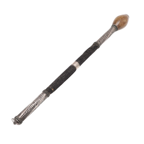 A VERY UNUSUAL SILVER MOUNTED TURKISH PUSIKAN OR GENERAL'S BATON ...