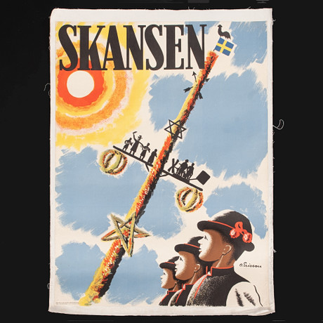 VINTAGE POSTER, Midsommar, Skansen. Konst - Grafik - Auctionet