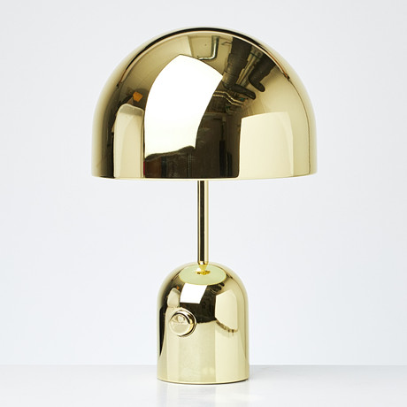BORDSLAMPA, "Bell Table Light", kromat stål, designad av Tom Dixon, Brass, samtida. Belysning ...