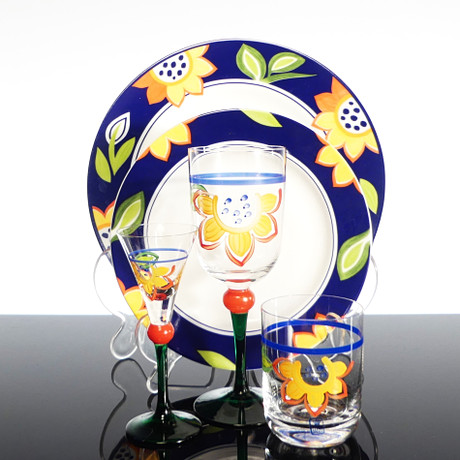 SERVIS, 40 delar, glas och porslin, "Solros", Christineholm Design ...