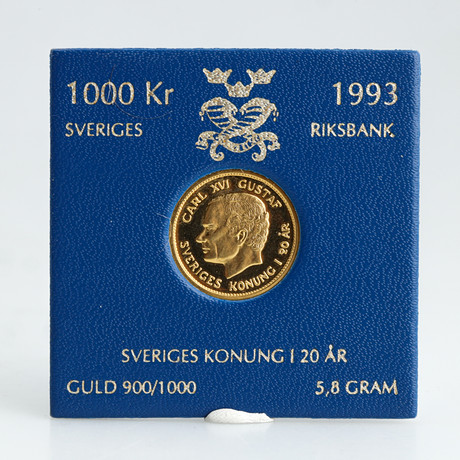 GULDMYNT, Sverige 1000 kronor, 1993. Mynt, Medaljer & Frimärken - Mynt ...