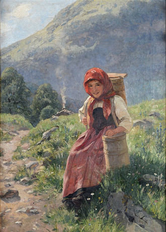 HANS BACHMANN. “Young farmer in the Swiss Alps”. Oil on canvas. Art ...