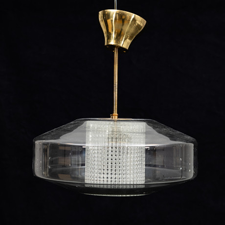 CARL FAGERLUND, taklampa, Orrefors, 1970-tal. Höjd 36 cm. Belysning ...