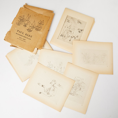 PAUL KLEE. Efter. ca 65 st, reproduktioner efter teckningar, i mapp ...