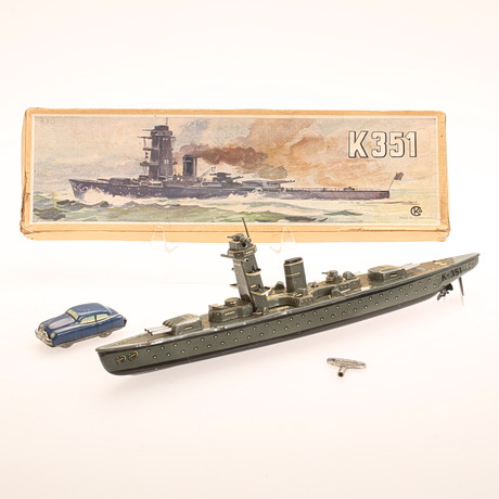 CKO KELLERMAN, K-351, slagskepp, litograferad plåt, urverk. Leksaker ...