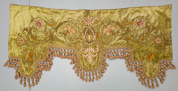 MODERNIST FRIEZE IN GREEN VELVET AND EMBROIDERED WITH GOLD THREAD ...