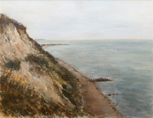 MONA RIDDERSTAD-CEDERGREN. Oljemålning på duk. "Från västra fyren, Ven ...