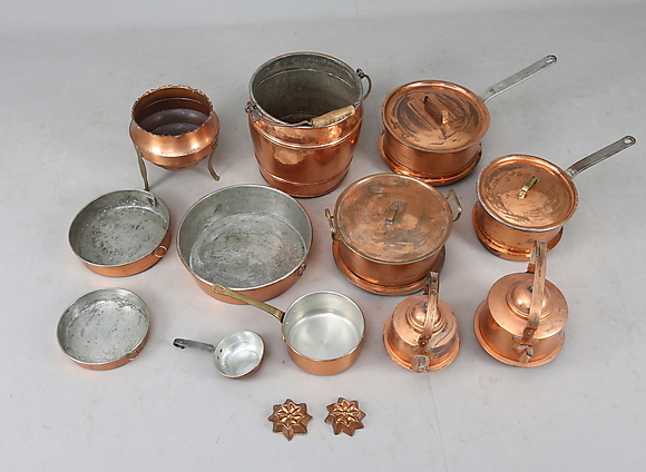 COPPER OBJECTS, 14 pcs, 19th/20th century. Silver & Metals - Pewter ...