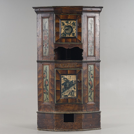 CORNER CABINET Allmoge, original painting, dated 1791. Furniture ...