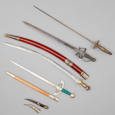 COLLECTION of decorative blunt weapons, 5 pcs., Floret, sword etc ...