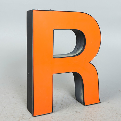 Neon sign/Illuminated letter, 'R', plastic, metal, 1970s. Miscellaneous ...