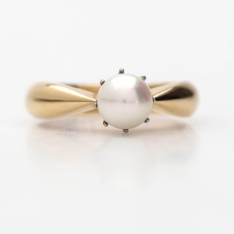 RING 18K gold/white gold, cultured freshwater pearl, JE Bohlin ...