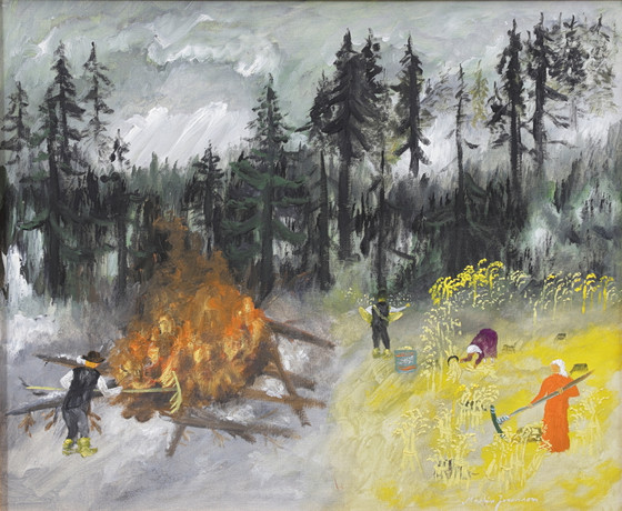 MARTIN JONSSON. Bonfire. Oil on panel, signed. Art - Paintings - Auctionet
