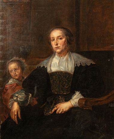 NACH ANTHONIS VAN DYCK (1599-1641). Anna van Thielen med dottern Anna ...
