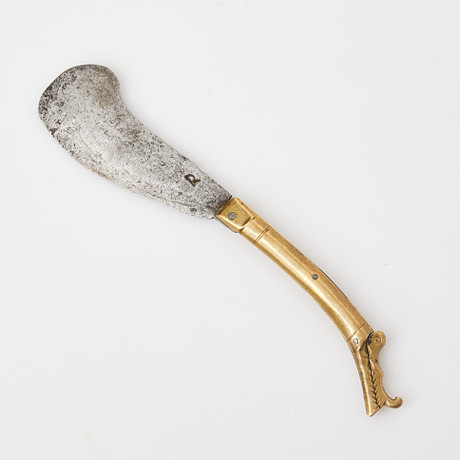 GUEST KNIFE. 18th century, iron and brass, decoration of dragon's head ...