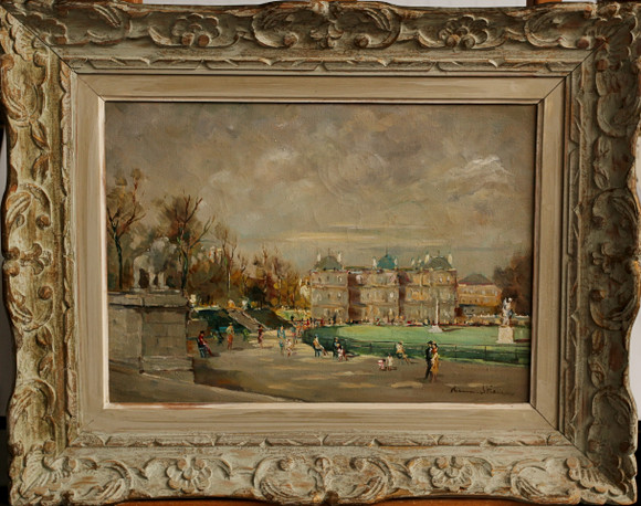 HENRI STENN. Olja på duk, parkmiljö, Paris, signerad. Konst - Måleri ...