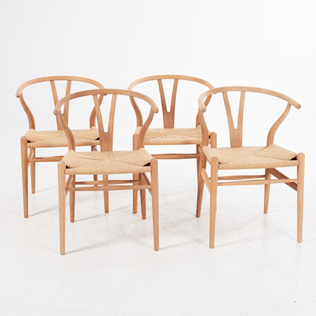 HIS J. WEGNER. 4 pcs, “CH 24", also called “Y-chair”, Carl Hansen ...