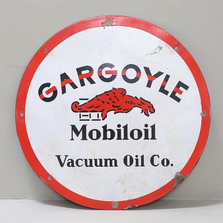 EMALJSKYLT, Gargoyle Mobil Oil, 1900-tal. Övrigt - Övrigt - Auctionet