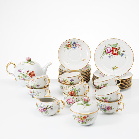 A 21 dlr porcelain tea set, Fürstenberg, first half of the 20th century ...