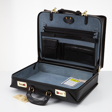 BRIEFCASE, black leather, Hans Rothschild, Royal Scandinavia, details ...
