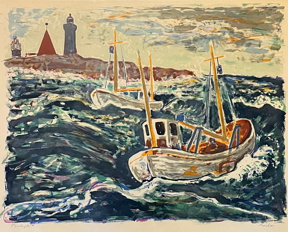 ALBIN AMELIN. Color lithography. Sample pressure. Signed. Art ...