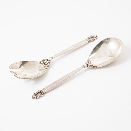 JOHAN ROHDE. Set cutlery, 2 pieces, sterling silver, “Acorn/Konge ...