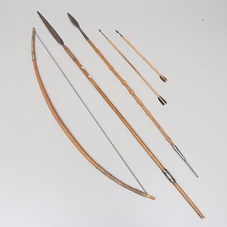 AFRICAN WEAPONS; bow with 2 arrows and 2 spears. Coins, Medals & Stamps ...