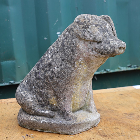 A RECONSTITUTED STONE PIG. Furniture - Garden - Auctionet