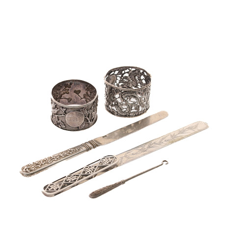 A CHINESE EXPORT SILVER KNIFE, WOSHING, SHANGHAI CIRCA 1900 AND A ...