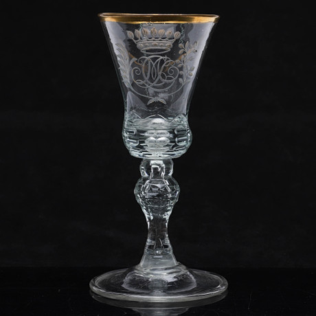 A TROPHY GLASS, MONOGRAM WITH CROWN, 18TH CENTURY, GERMANY. Glass ...