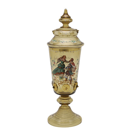 A BOHEMIAN MOSER TYPE AMBER GLASS COVERED CANDY BOX. Glass - Other ...