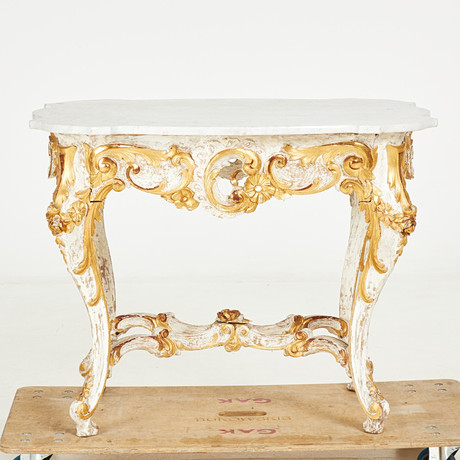 A 19th century rococo style table with table, rococo style ...