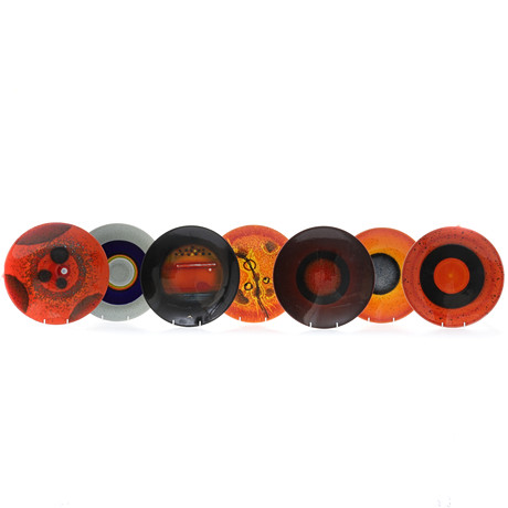 ALAN CLARKE FOR POOLE POTTERY. A SET OF SIX 'ALIGNMENT OF THE PLANET ...