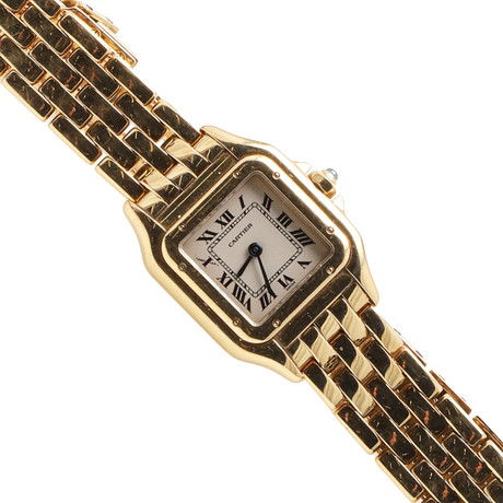 A LADY'S 18CT GOLD PANTHERE WRISTWATCH BY CARTIER. Clocks & Watches ...