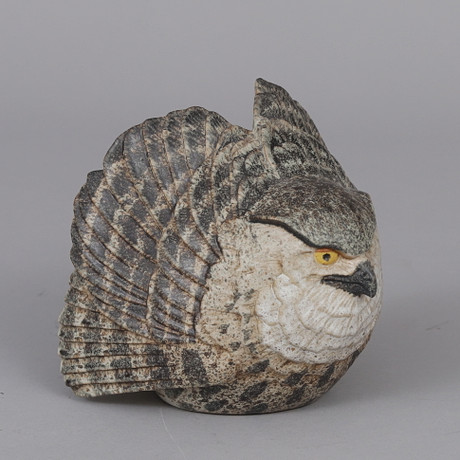 PAUL HOFF. Figurine, “Berguv”, stoneware, endangered animals, Limited ...