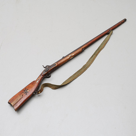 A CONVERTED SLAB RIFLE, 17th/19th century. with inlays of bones and ...