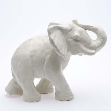 ANNA-LISA THOMSON. FIGURIN, elefant, vitglaserad keramik, Upsala Ekeby ...