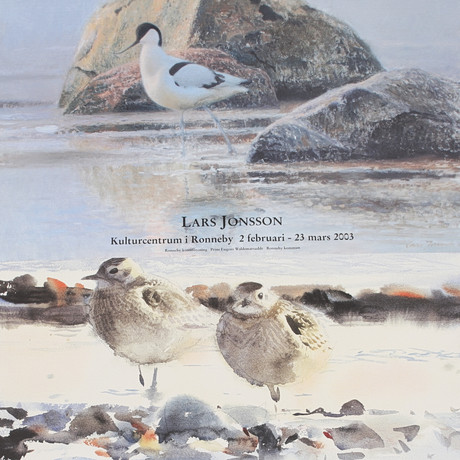 LARS JONSSON. Efter. utställningsplanscher, 2 st, fåglar, 2003. Konst ...