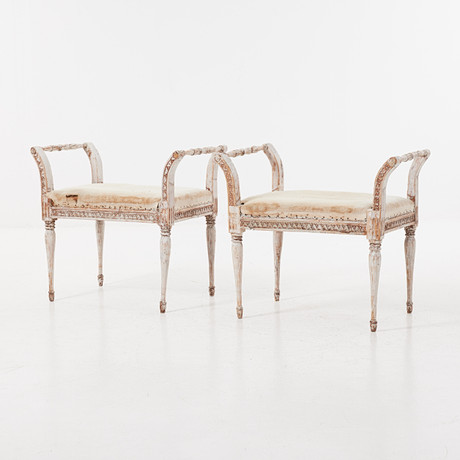 A pair of late Gustavian banquettes, first half of the 19th century ...