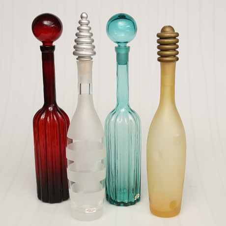 BERIT JOHANSSON. Karaffer/vaser med propp, glas/trä, Älghults glasbruk ...