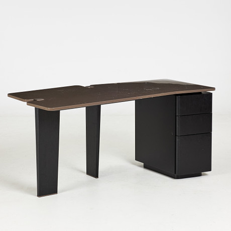 RODOLFO DORDONI, A “Jacob” desk, dark stained oak, board and hurts in ...
