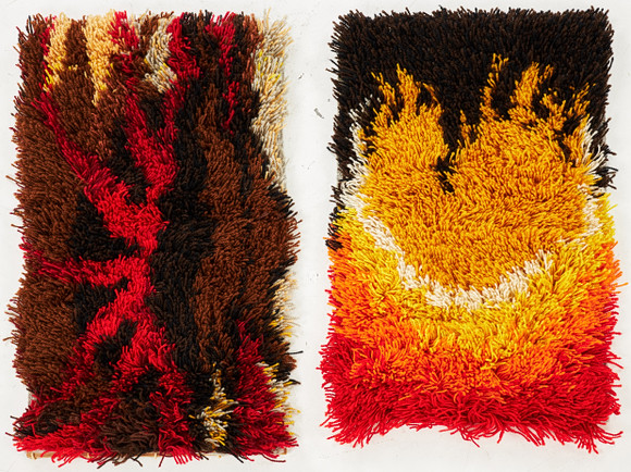 TOINI JOKI. Two wall hangings, “Golden Egg”, “Medusa”, Lankatalo Aino ...