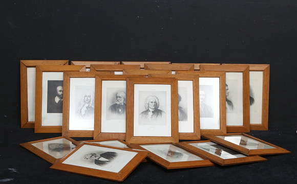 A set of 22 graphic plates, portraits of composers and writers, VA Heck ...