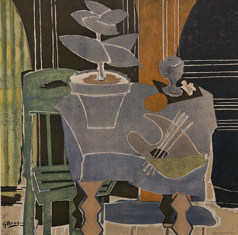GEORGES BRAQUE. After. “Interior à la Palette”. Lithograph in colours ...