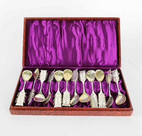 A set of 12 silver “Sami spoons” K&EC, Ceson, Gothenburg, 1950s/60s ...