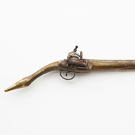 SNAP-LOCK PISTOL, Albanian, so-called rat tail gun, the stock fully ...